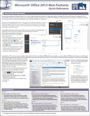 Office 2013 New Features - Quick Reference Guide – Digital Content ...