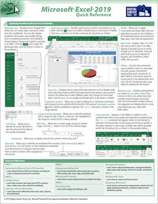 Excel 2019 - Quick Reference Guide – Digital Content Factory Ltd.
